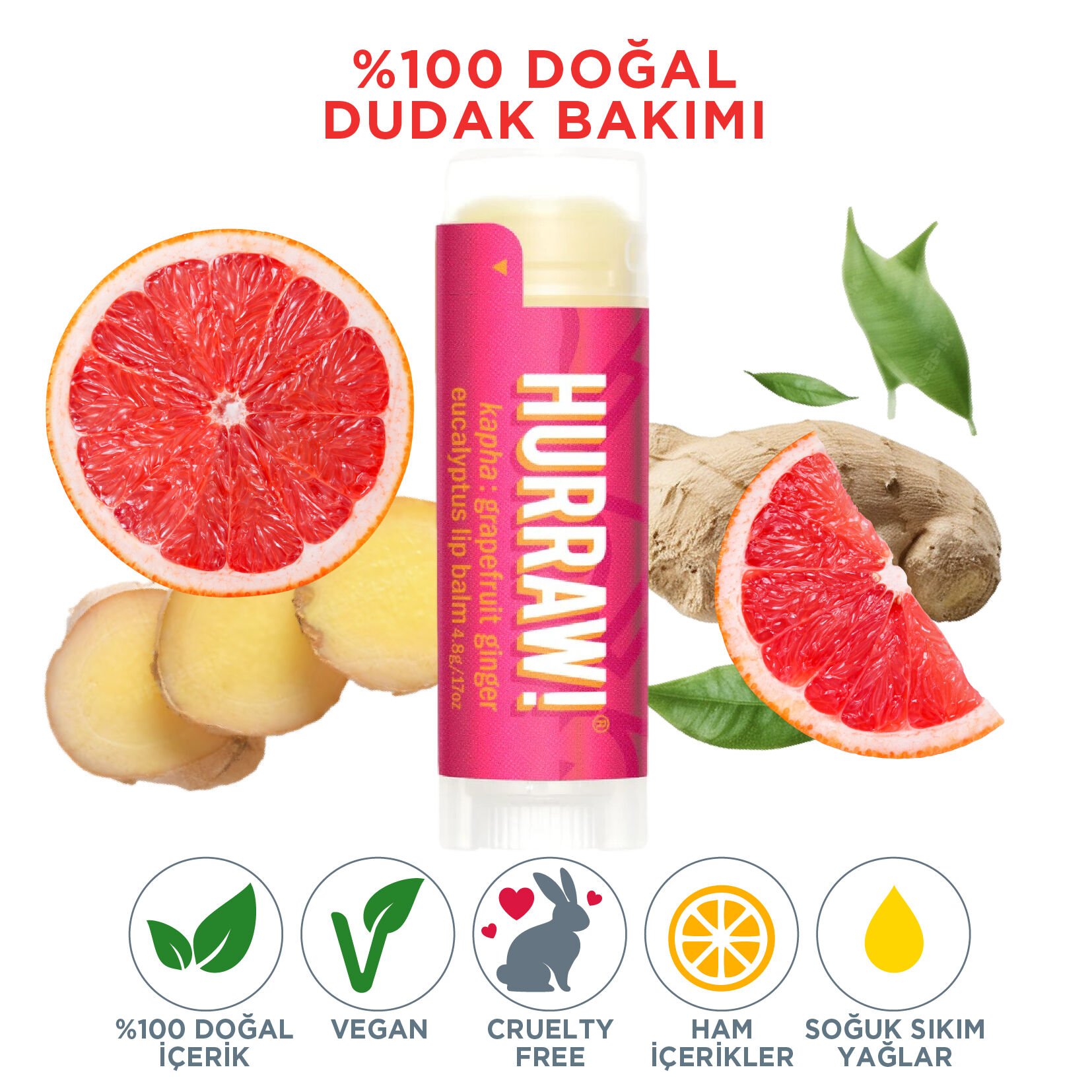 Hurraw! Kapha Lip Balm – Enerji Veren Vegan Dudak Bakımı